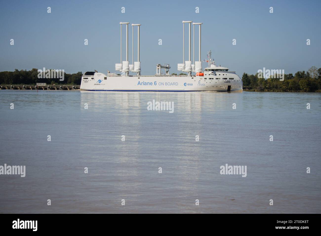Picture, taken on October 6, 2023, shows the 121-metre long cargo ship ...