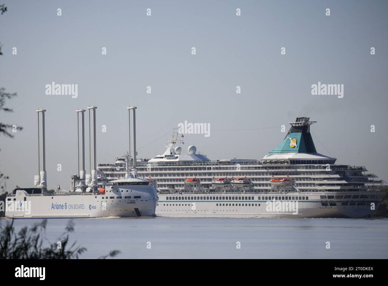 Picture, taken on October 6, 2023, shows the 121-metre long cargo ship ...