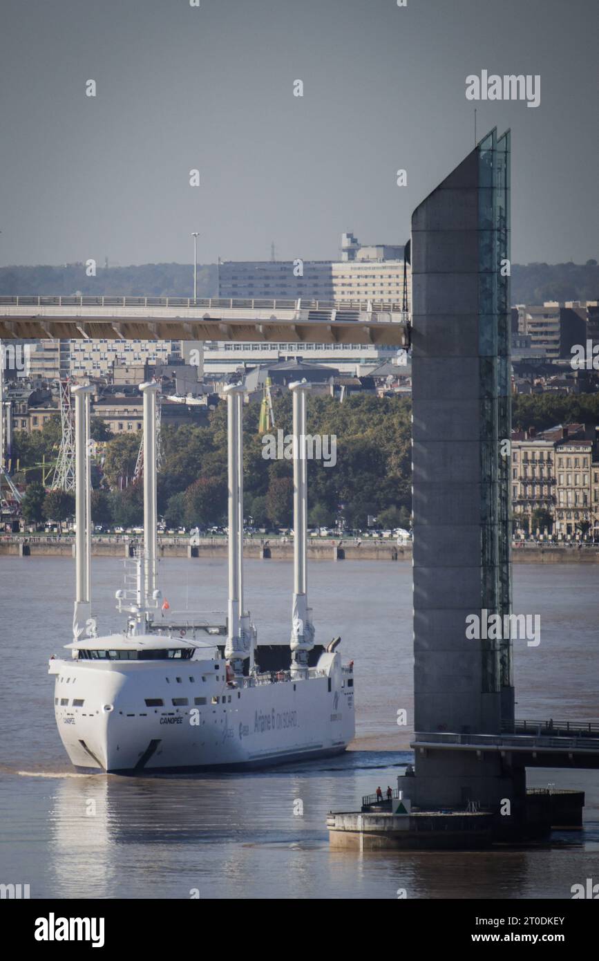 Picture, taken on October 6, 2023, shows the 121-metre long cargo ship ...
