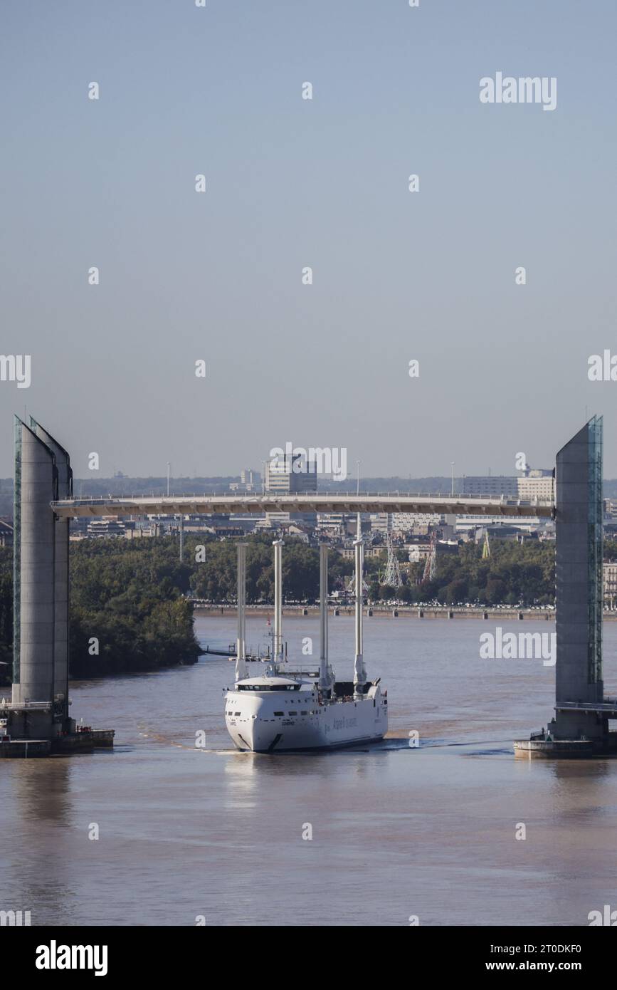 Picture, taken on October 6, 2023, shows the 121-metre long cargo ship ...