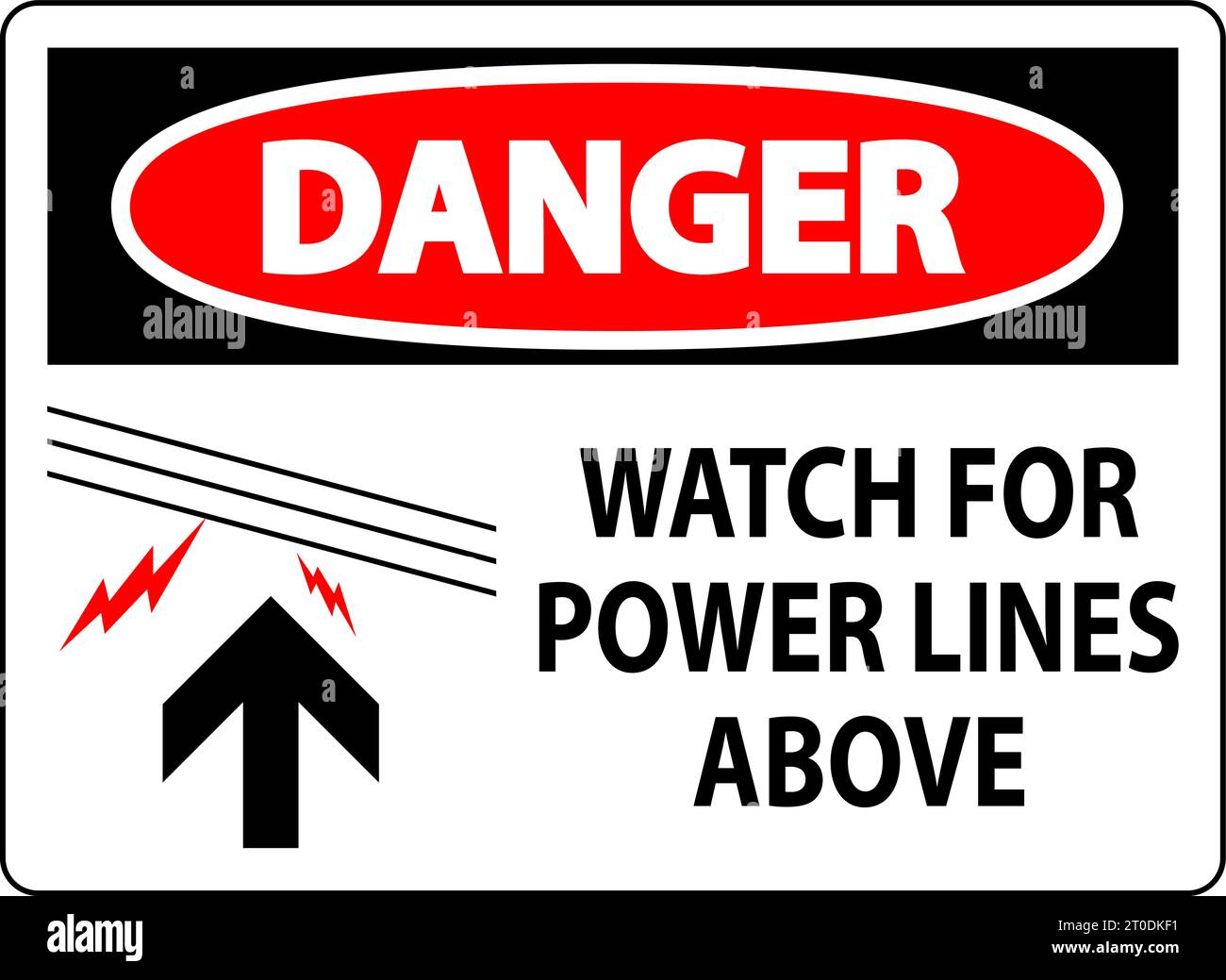Danger Sign Watch For Power Lines Above Stock Vector Image & Art - Alamy