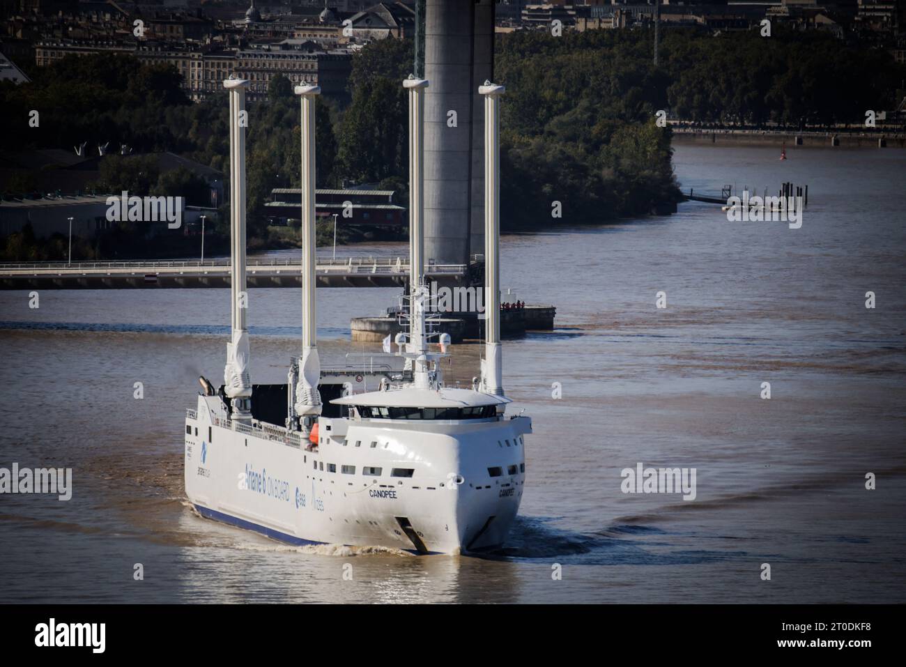 Picture, taken on October 6, 2023, shows the 121-metre long cargo ship ...
