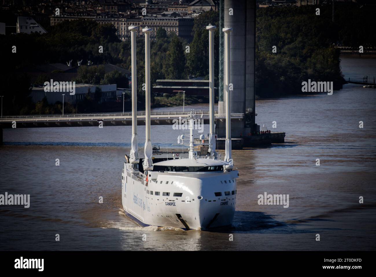 Picture, taken on October 6, 2023, shows the 121-metre long cargo ship ...