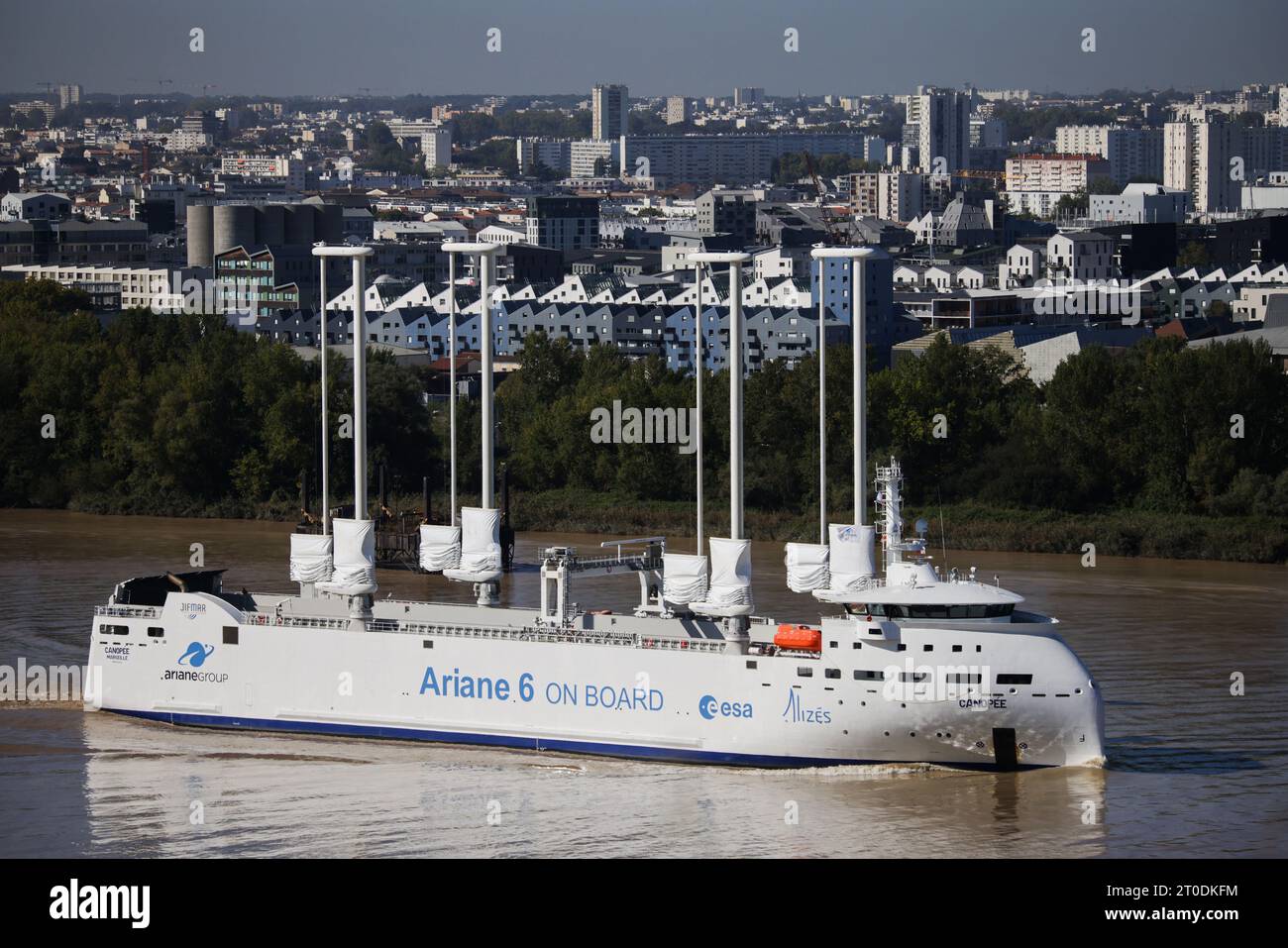 Picture, taken on October 6, 2023, shows the 121-metre long cargo ship ...