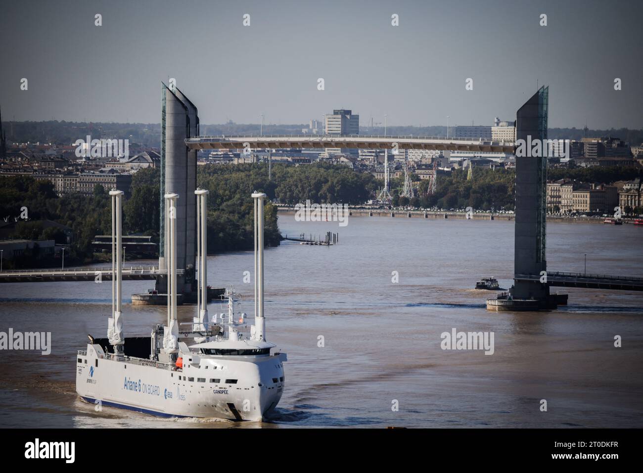 Picture, taken on October 6, 2023, shows the 121-metre long cargo ship ...