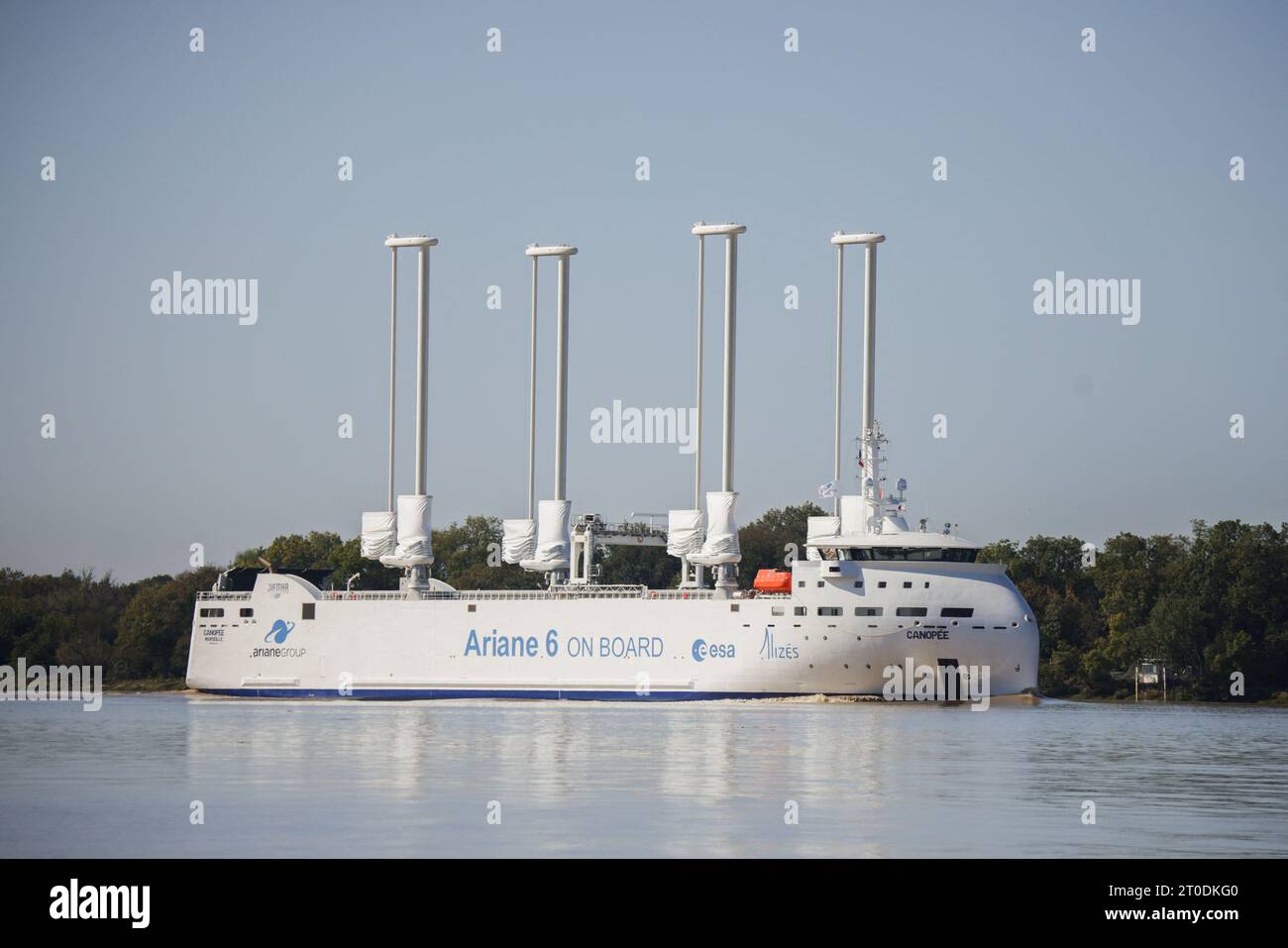 Picture, taken on October 6, 2023, shows the 121-metre long cargo ship ...