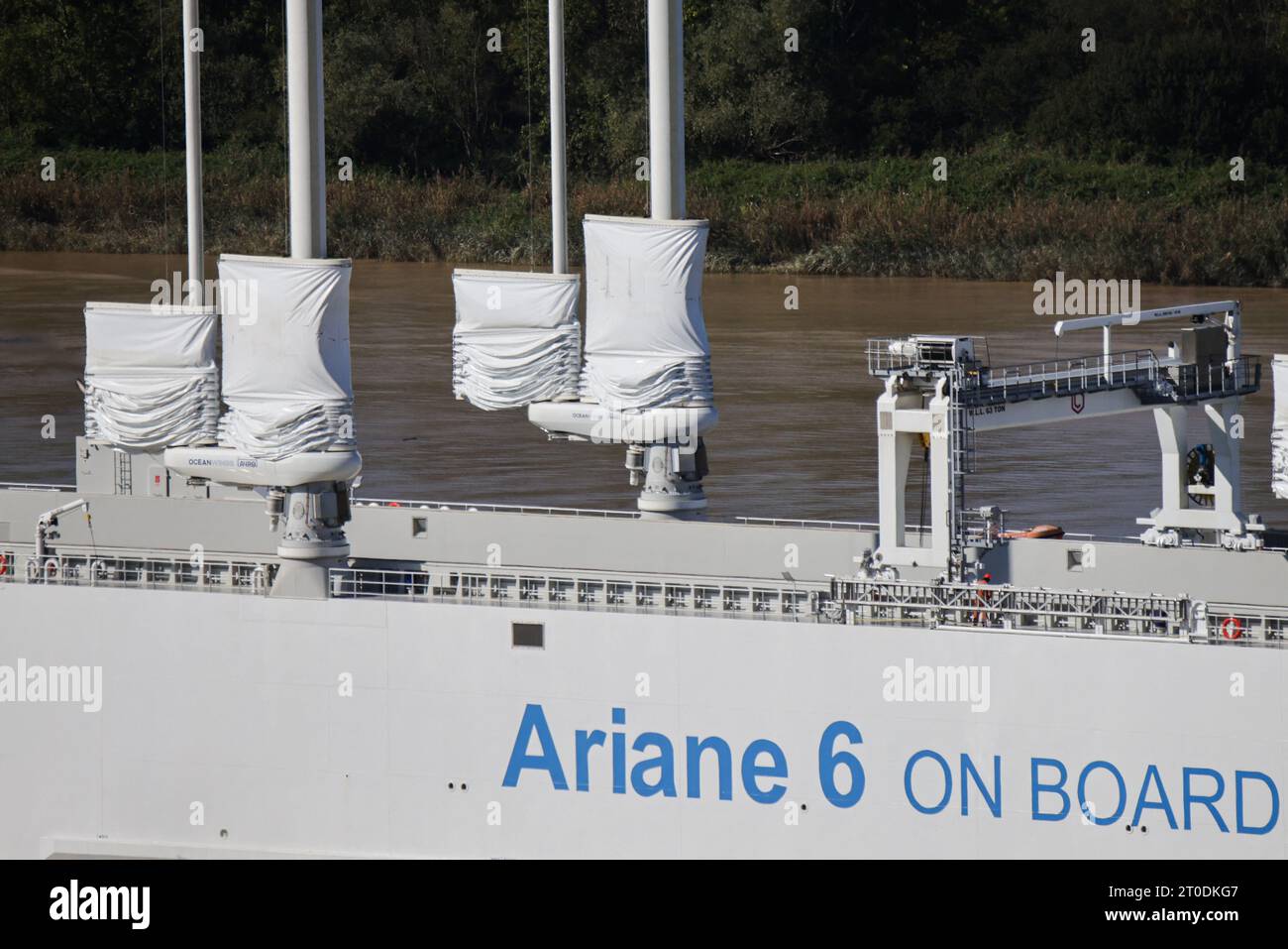 Picture, taken on October 6, 2023, shows the 121-metre long cargo ship ...