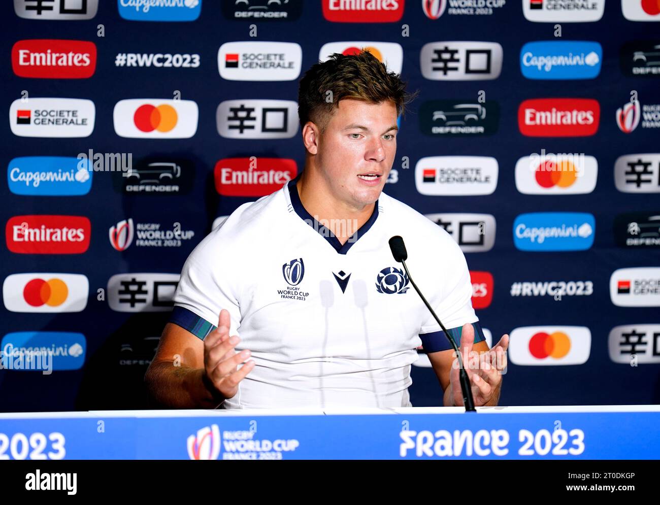 Scotland's Huw Jones during a press conference following the team run ...