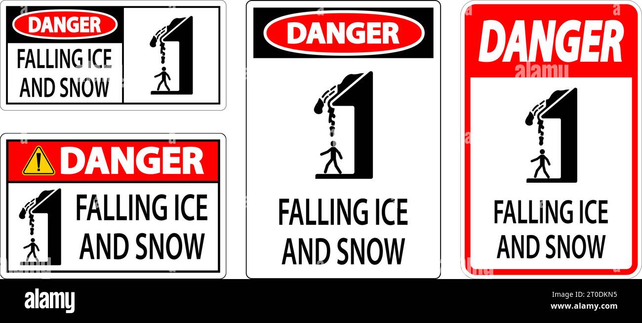 Ice and Snow Warning Sign Caution - Falling Ice And Snow Sign Stock ...