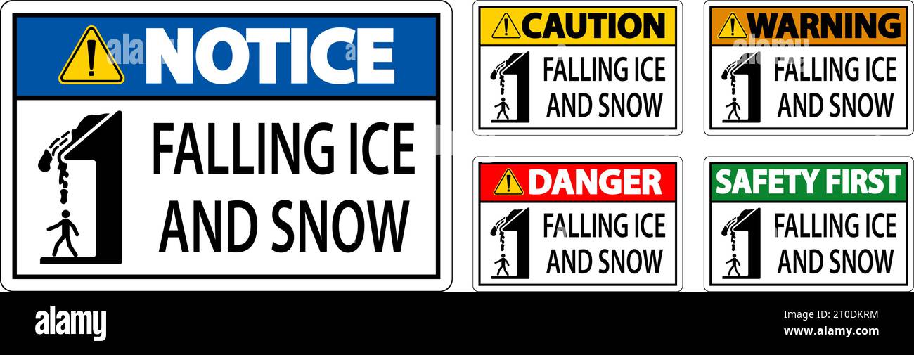Ice and Snow Warning Sign Caution - Falling Ice And Snow Sign Stock ...