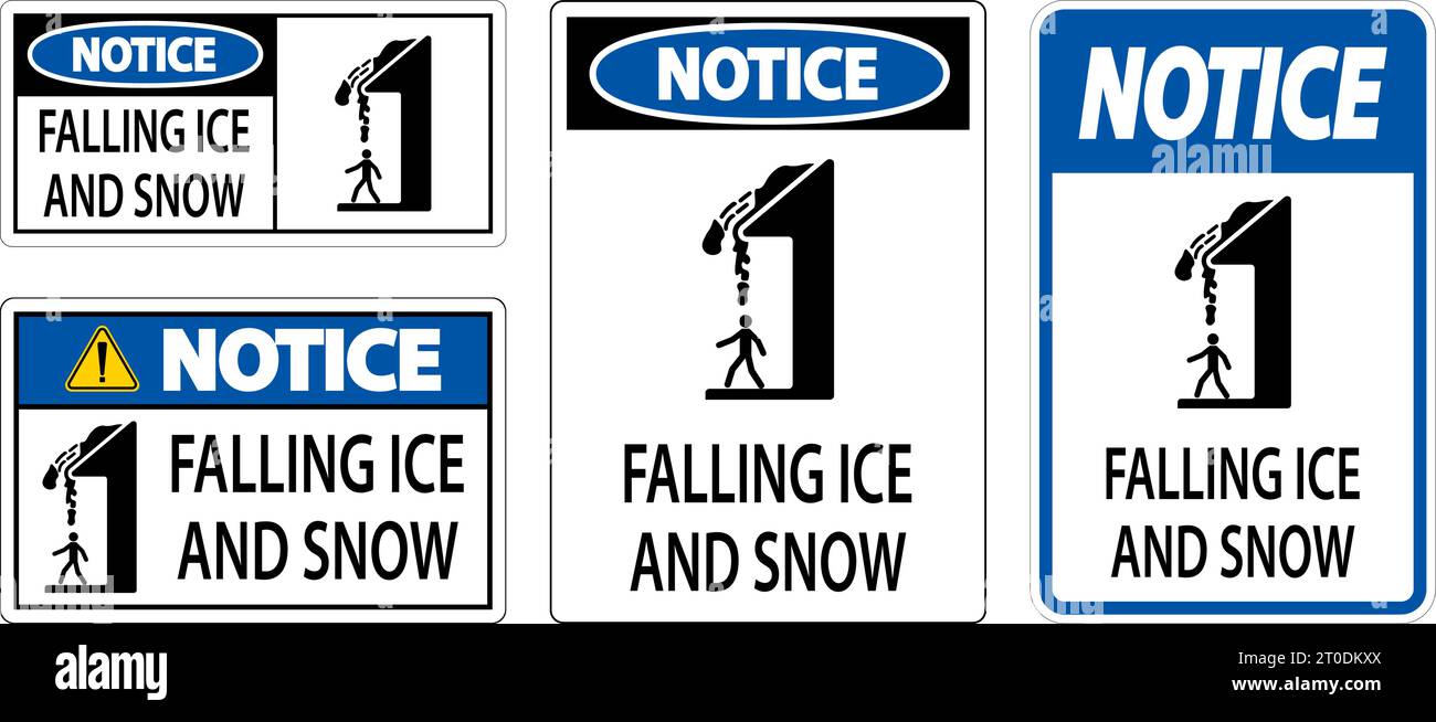 Ice and Snow Warning Sign Caution - Falling Ice And Snow Sign Stock ...