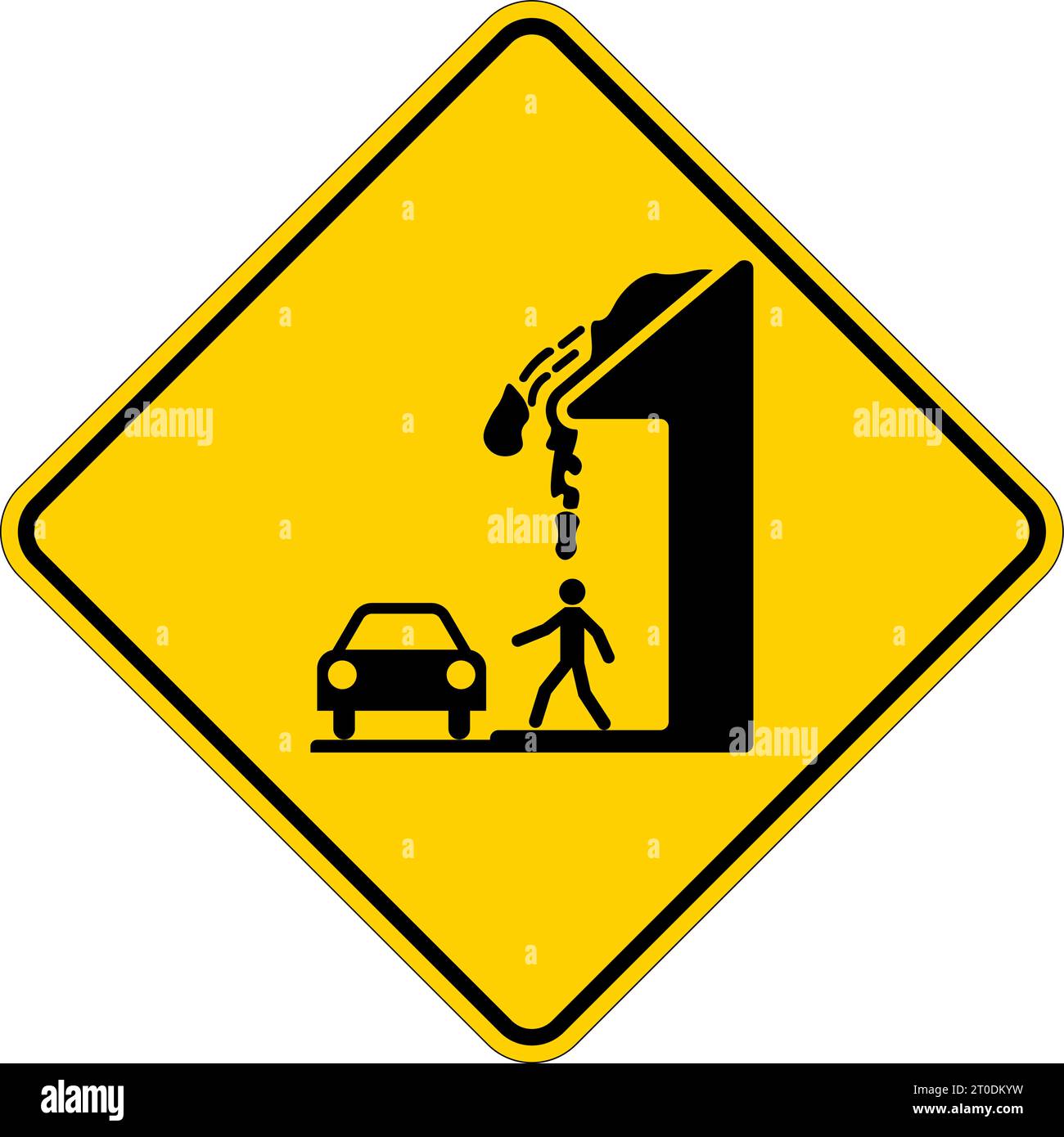 Caution Falling Snow Sign Falling Ice Stock Vector Image & Art - Alamy