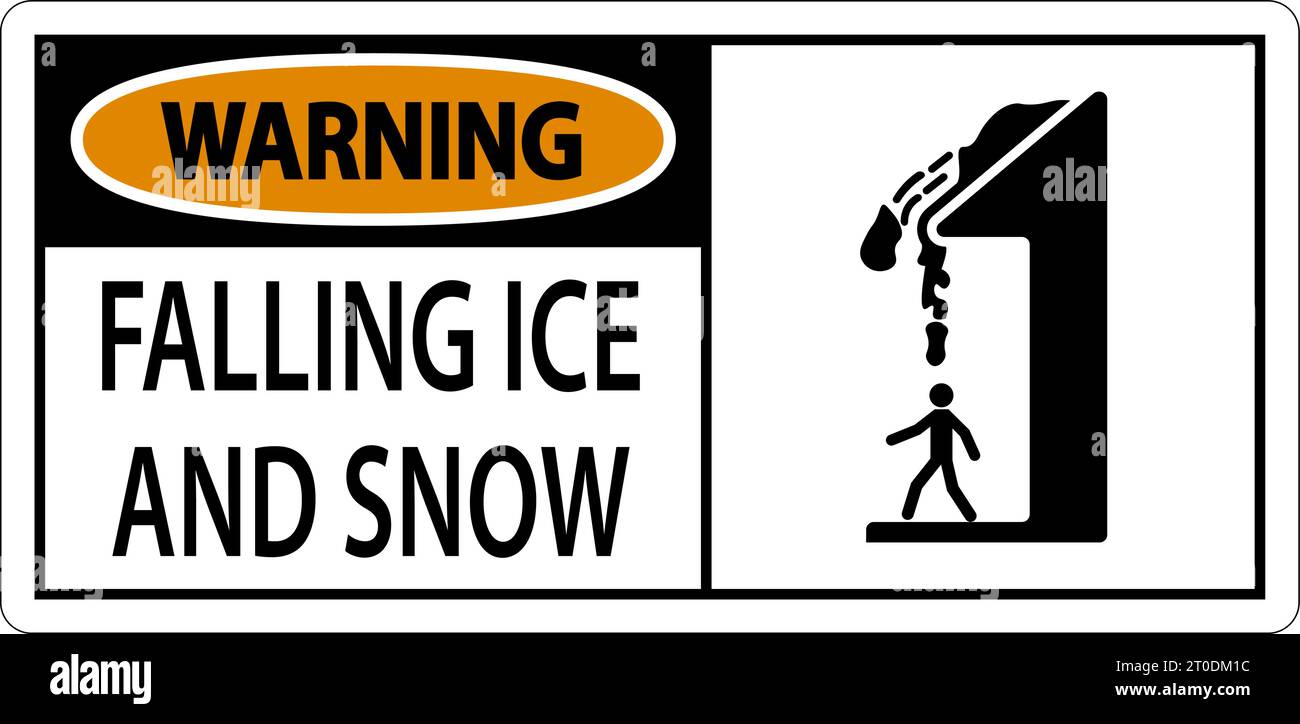 Ice and Snow Warning Sign Caution - Falling Ice And Snow Sign Stock ...