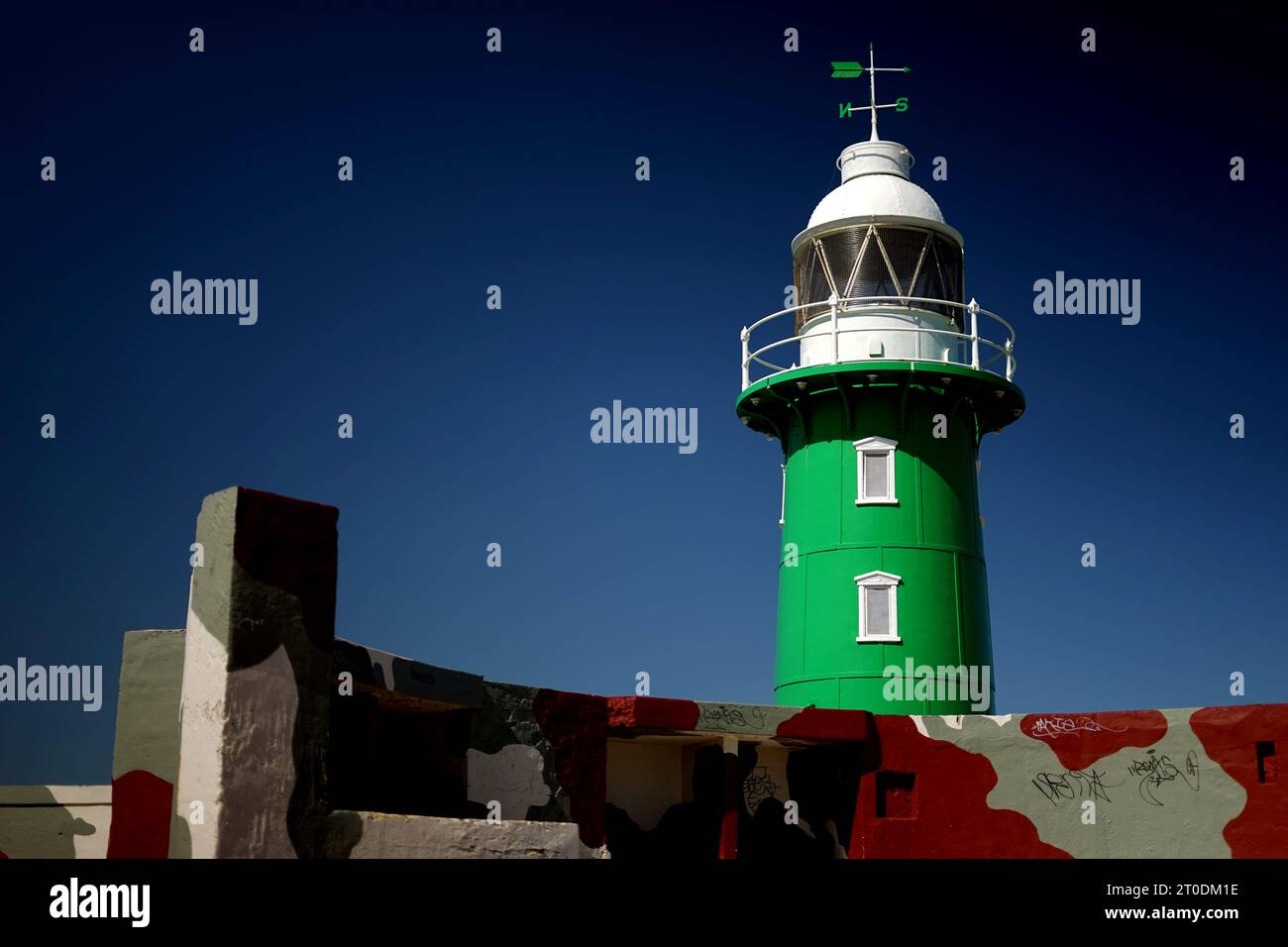 Perth, Australia - October 6, 2023 View of Green South Mole lighthouse ...
