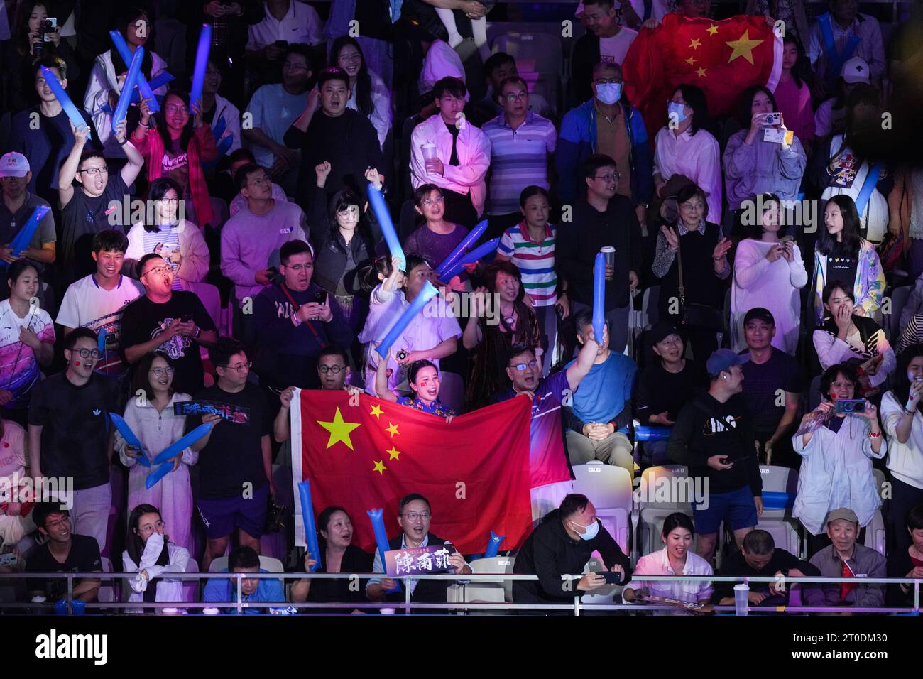 Hangzhou, China's Zhejiang Province. 6th Oct, 2023. Spectators cheer ...