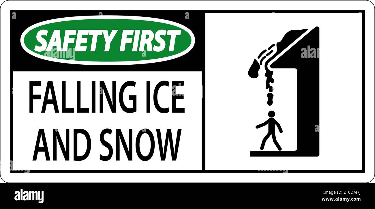 Ice and Snow Warning Sign Caution - Falling Ice And Snow Sign Stock ...