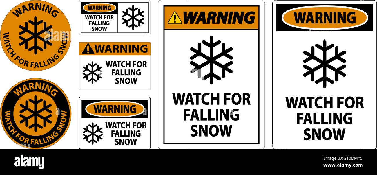 Warning Sign Watch For Falling Snow Stock Vector Image & Art - Alamy