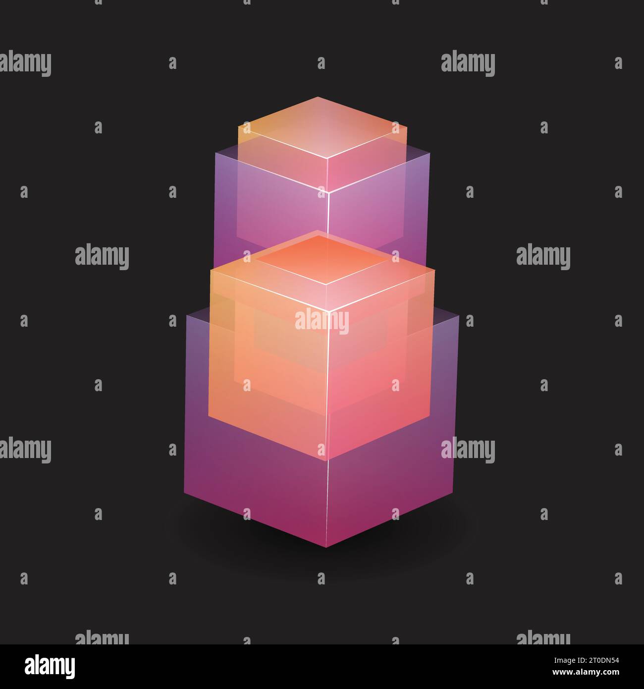 Abstract Colorful Geometric Polygonal, Cubic Shape on Black Background ...