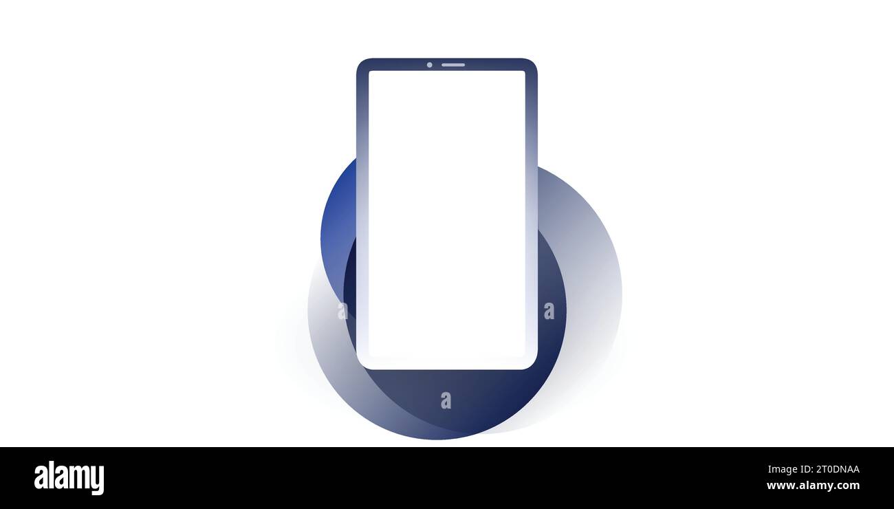 Blue Smart Phone Layout with Blank Screen, Technology Background ...