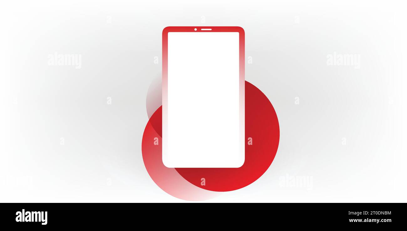 Red Smart Phone Layout with Blank Screen, Technology Background Stock ...