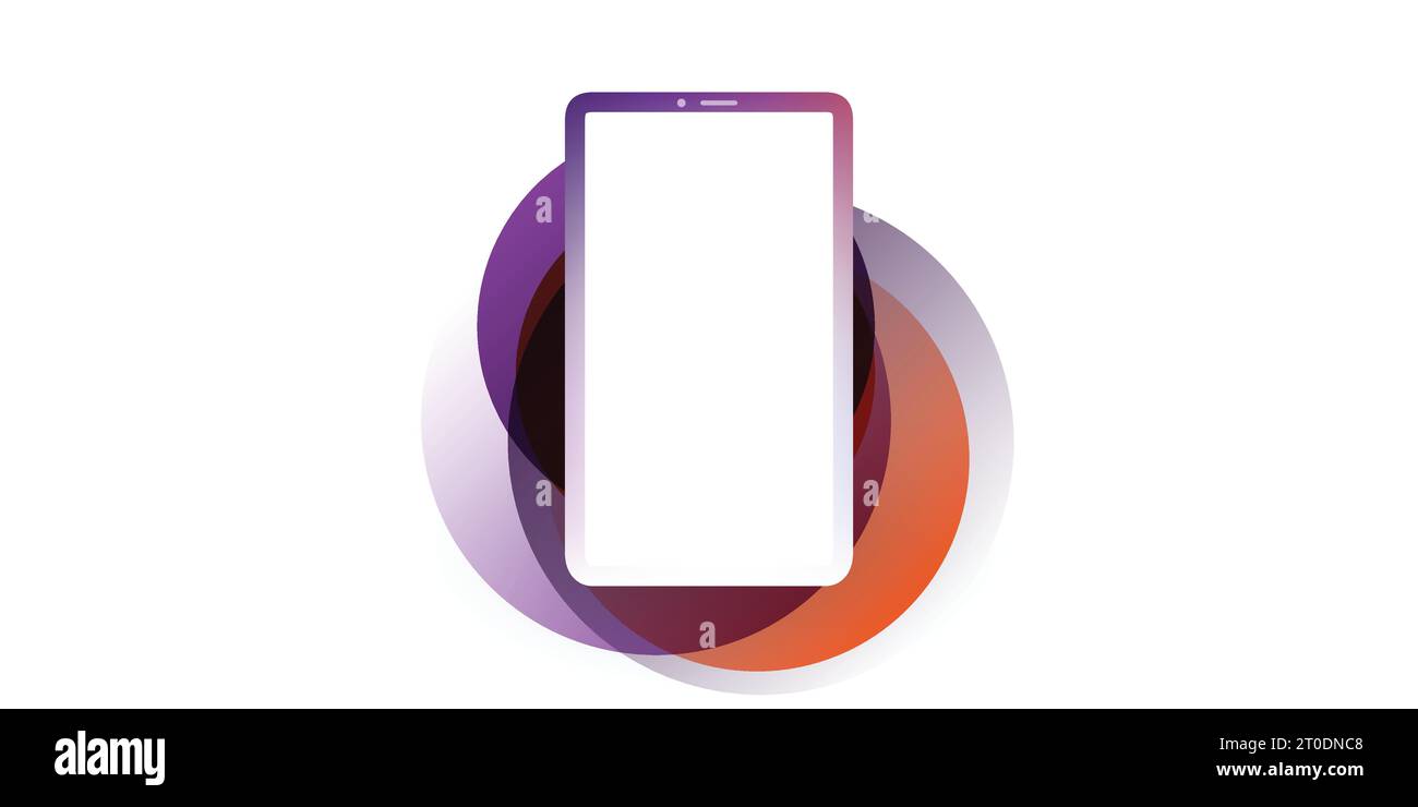 Purple and Orange Smart Phone Layout with Blank Screen, Technology ...
