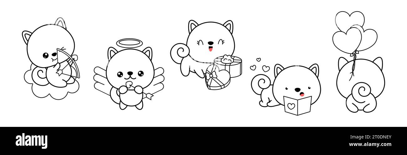 Collection of Vector Shiba Inu Dog Outline Art. Set of Isolated Puppy ...