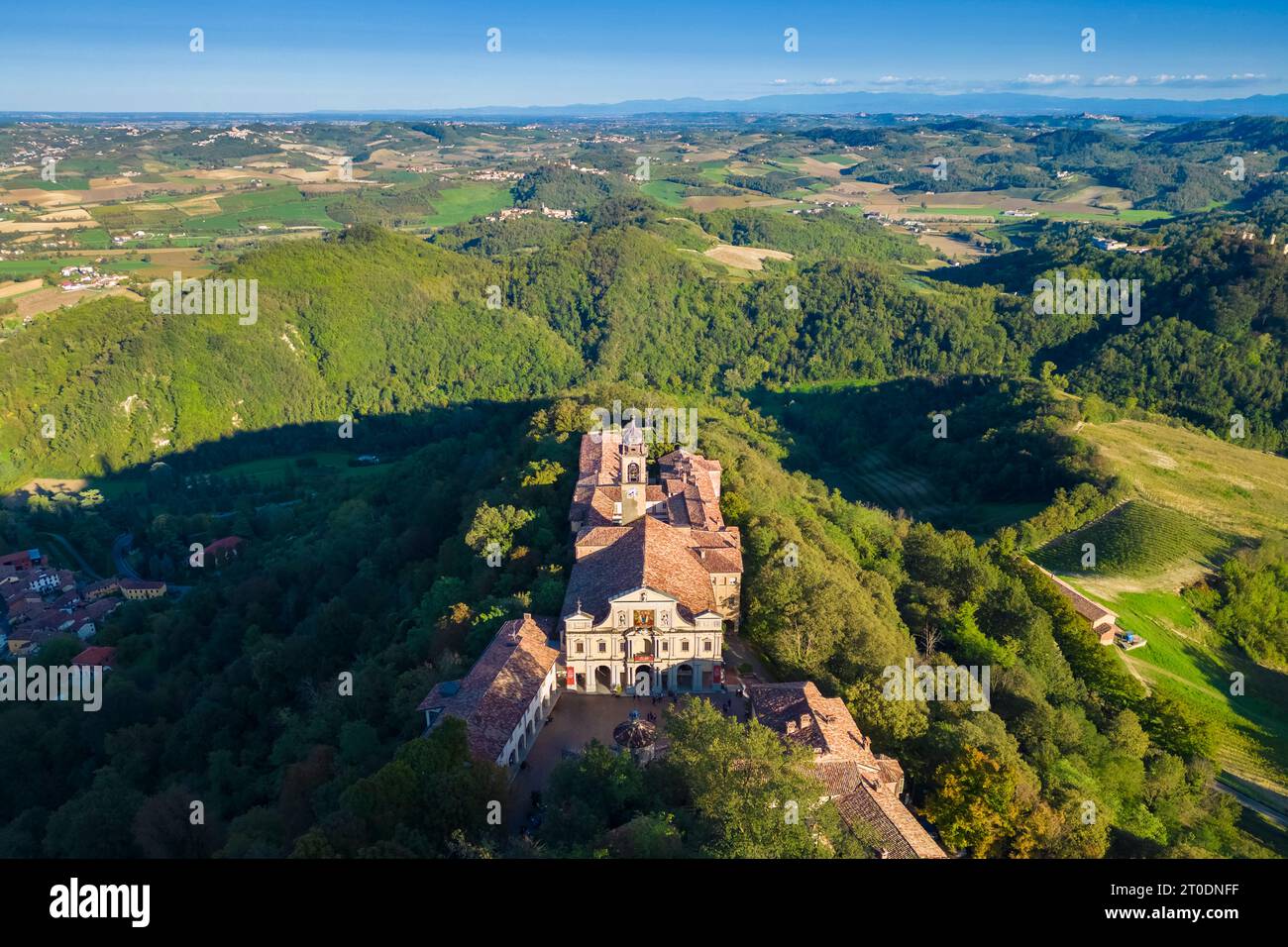 Aerial view of the Sacro Monte of Crea, Alessandria district, Piedmont ...
