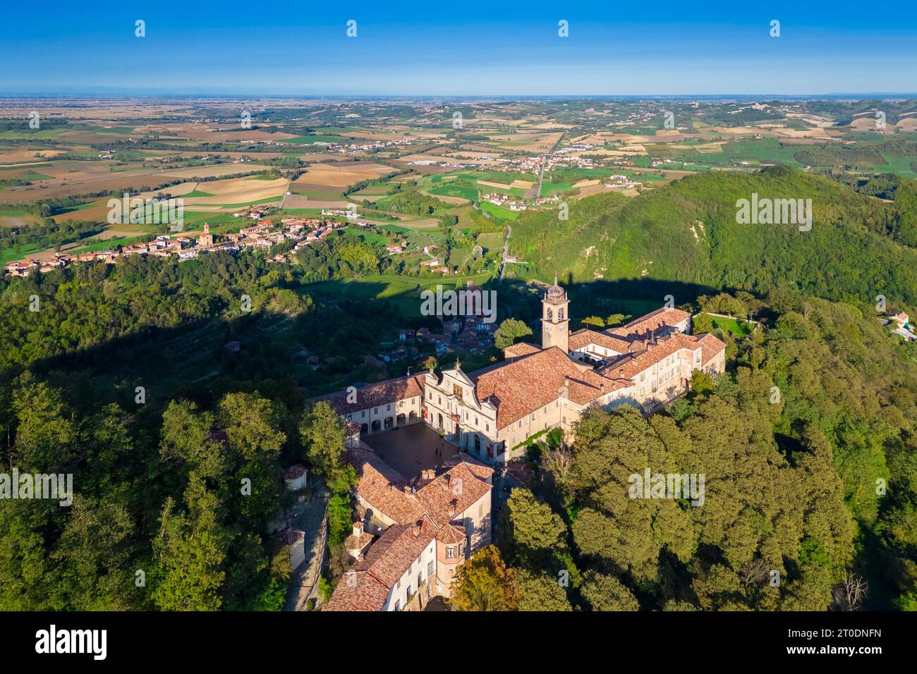 Aerial view of the Sacro Monte of Crea, Alessandria district, Piedmont ...