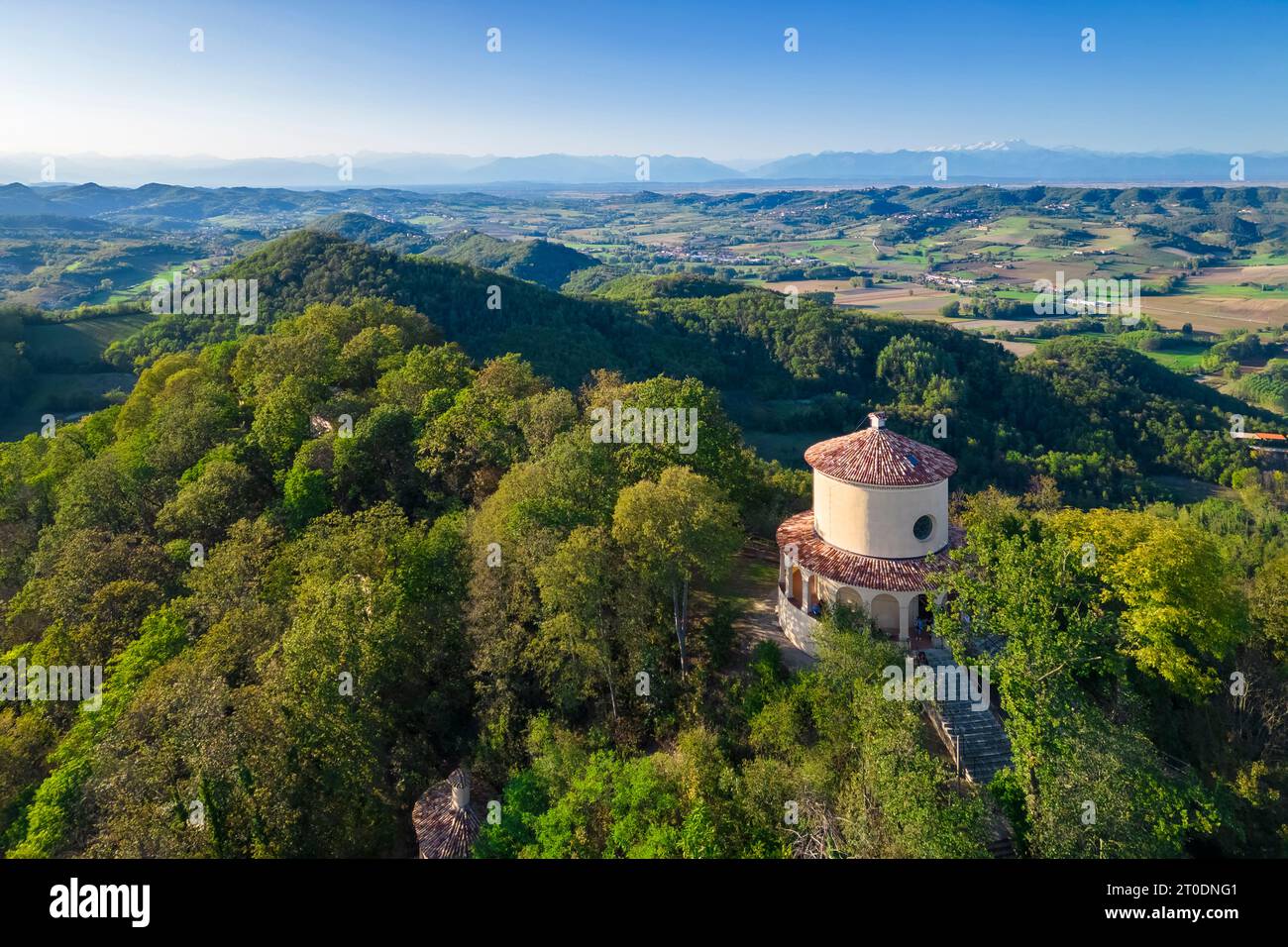 Aerial view of the Sacro Monte of Crea, Alessandria district, Piedmont ...