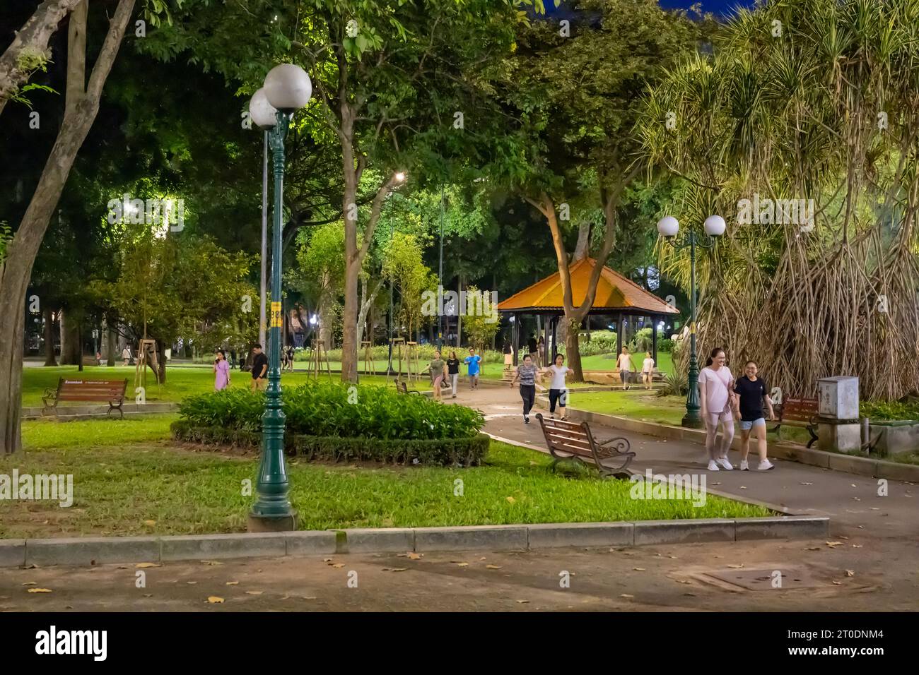Tao Dan Park at night, Ho Chi Minh City, Vietnam Stock Photo - Alamy