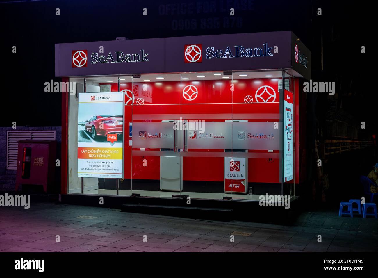 An outdoor SeaBank ATM at night in Ho Chi Minh City, Vietnam Stock ...