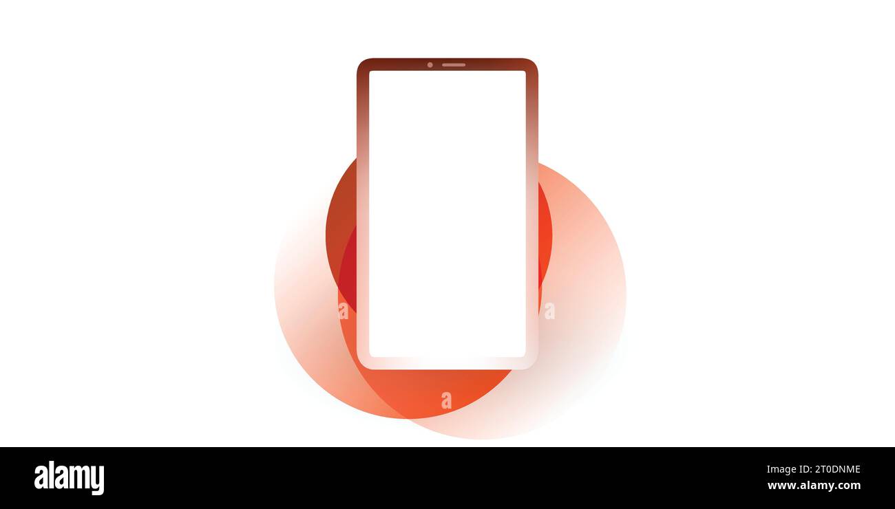 Orange Smart Phone Layout with Blank Screen, Technology Background ...