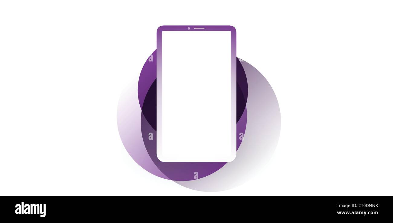 Purple Smart Phone Layout with Blank Screen, Technology Background ...