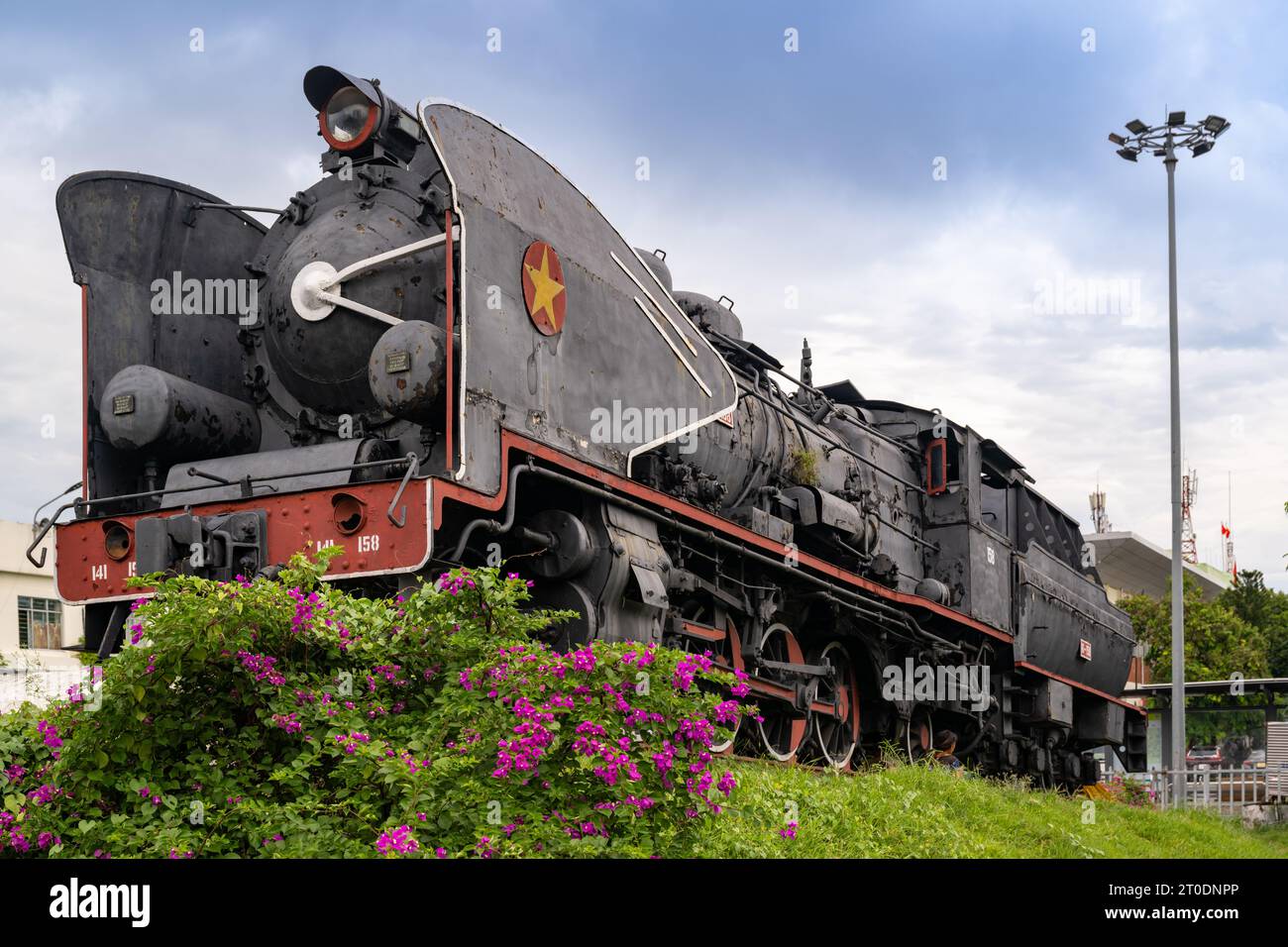 Steam locomotive 141 158 outside Ga Saigon (Saigon Railway Station), Ho ...