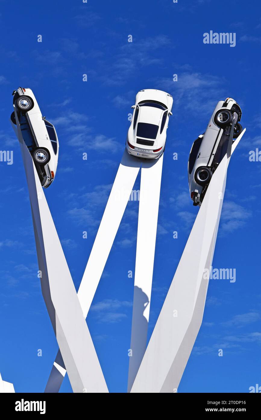 Porsche Roundabout in front of the Porsche Museum Stock Photo - Alamy