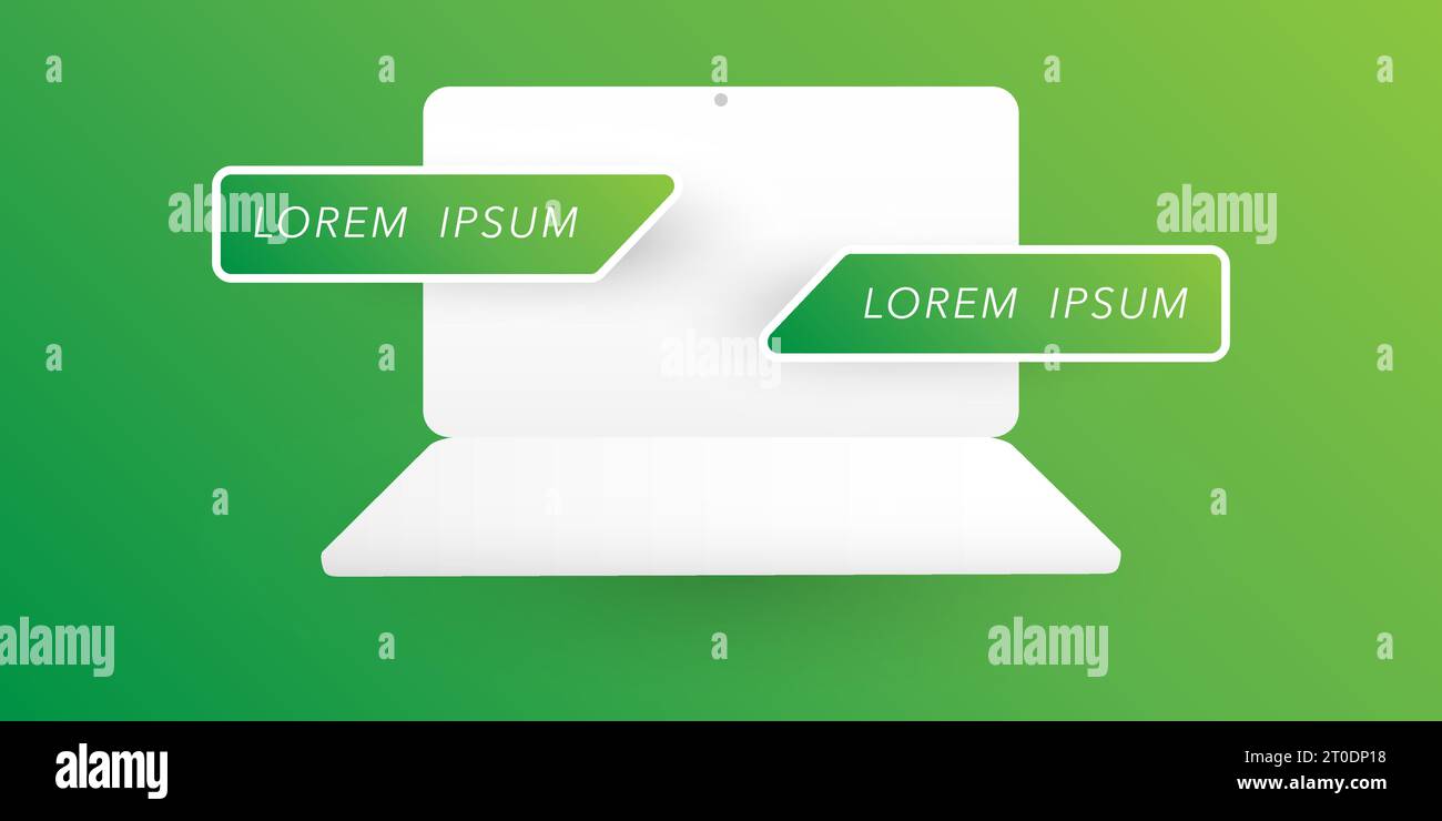 Colorful Advertising Design Template with Laptop Computer Silhouette ...