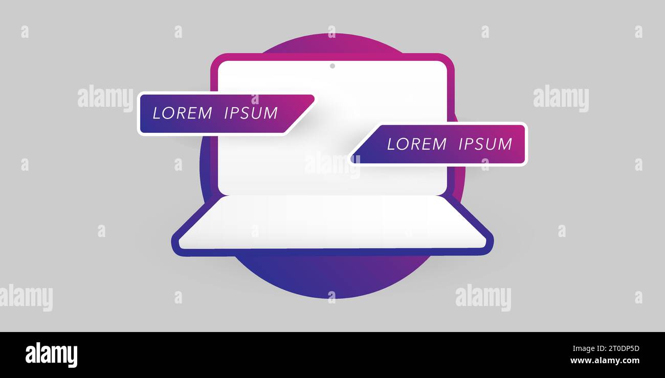 Colorful Advertising Design Template with Laptop Computer Silhouette ...