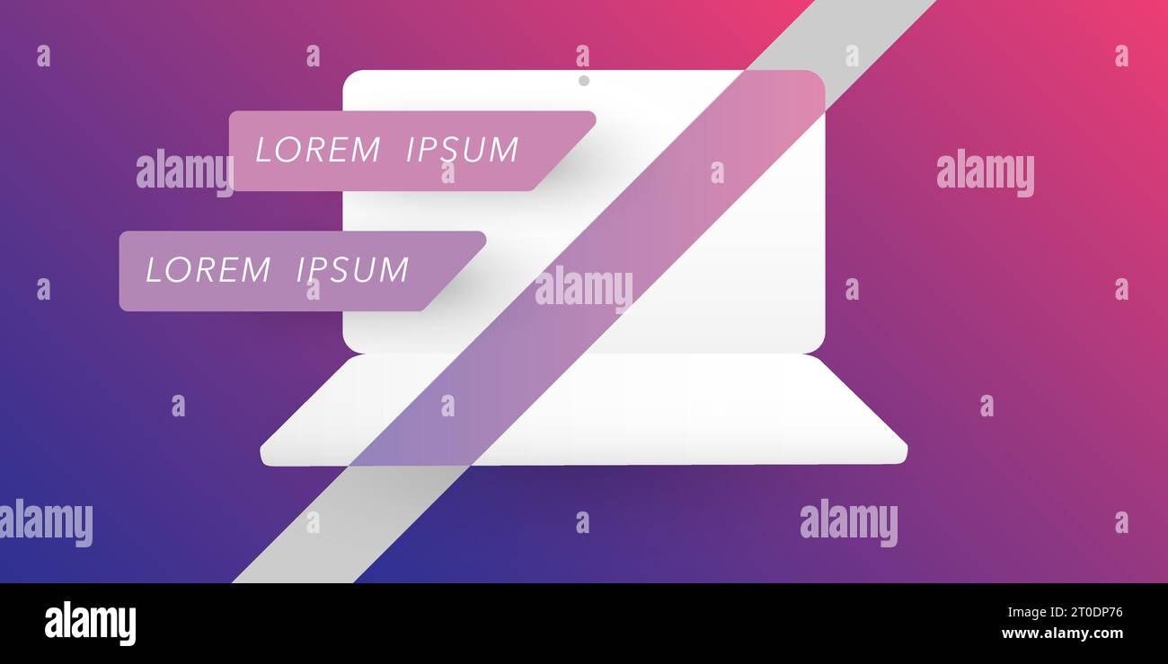 Colorful Advertising Design Template with Laptop Computer Silhouette ...