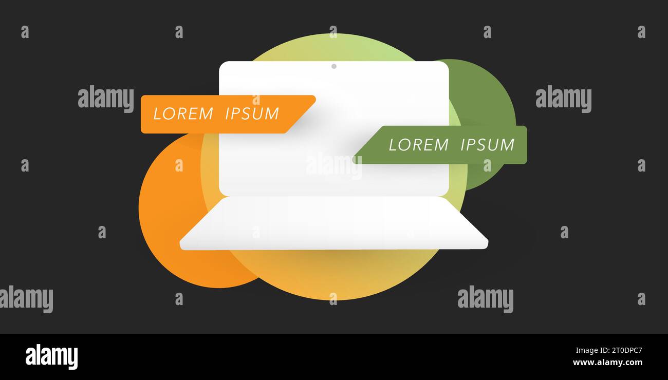 Colorful Advertising Design Template with Laptop Computer Silhouette ...