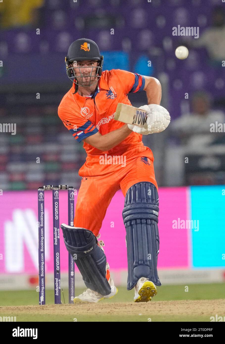 Netherlands' Colin Ackermann plays a shot during the ICC Men's Cricket ...
