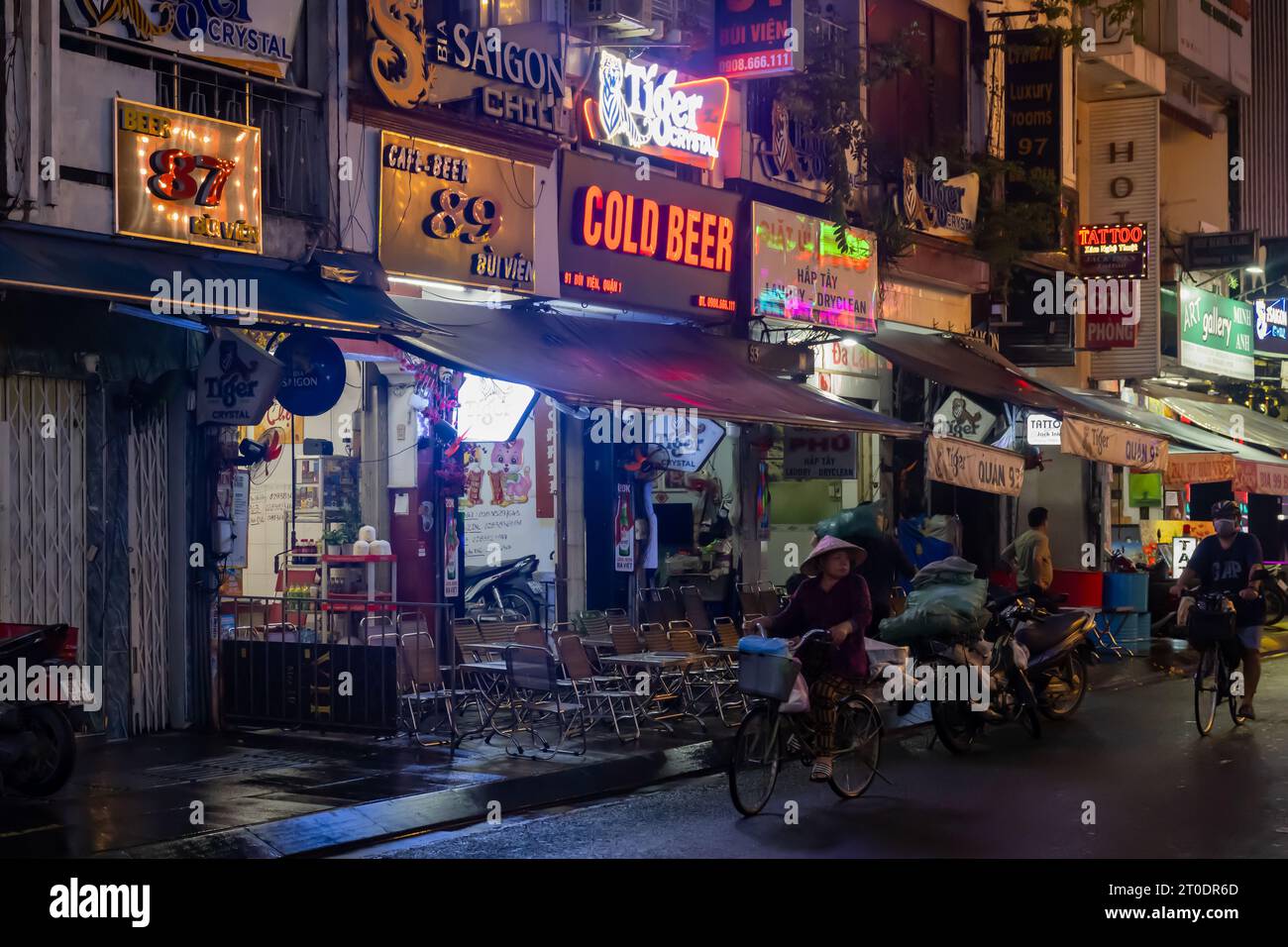 Bui Vien Walking Street at night, Ho Chi Minh City, Vietnam Stock Photo ...
