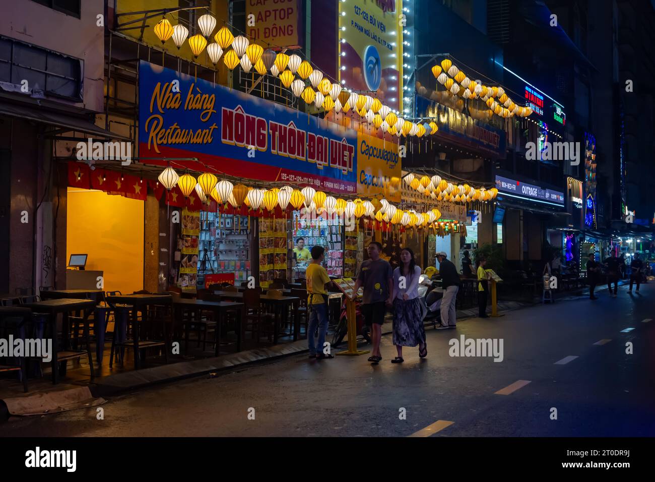 Bui Vien Walking Street at night, Ho Chi Minh City, Vietnam Stock Photo ...