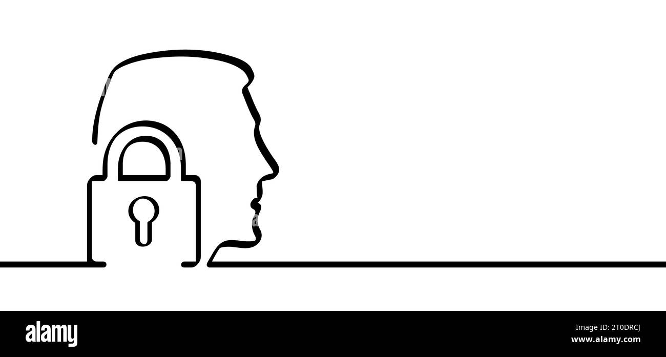 Cartoon face key profile icon. Unlock, open or close lock system ...