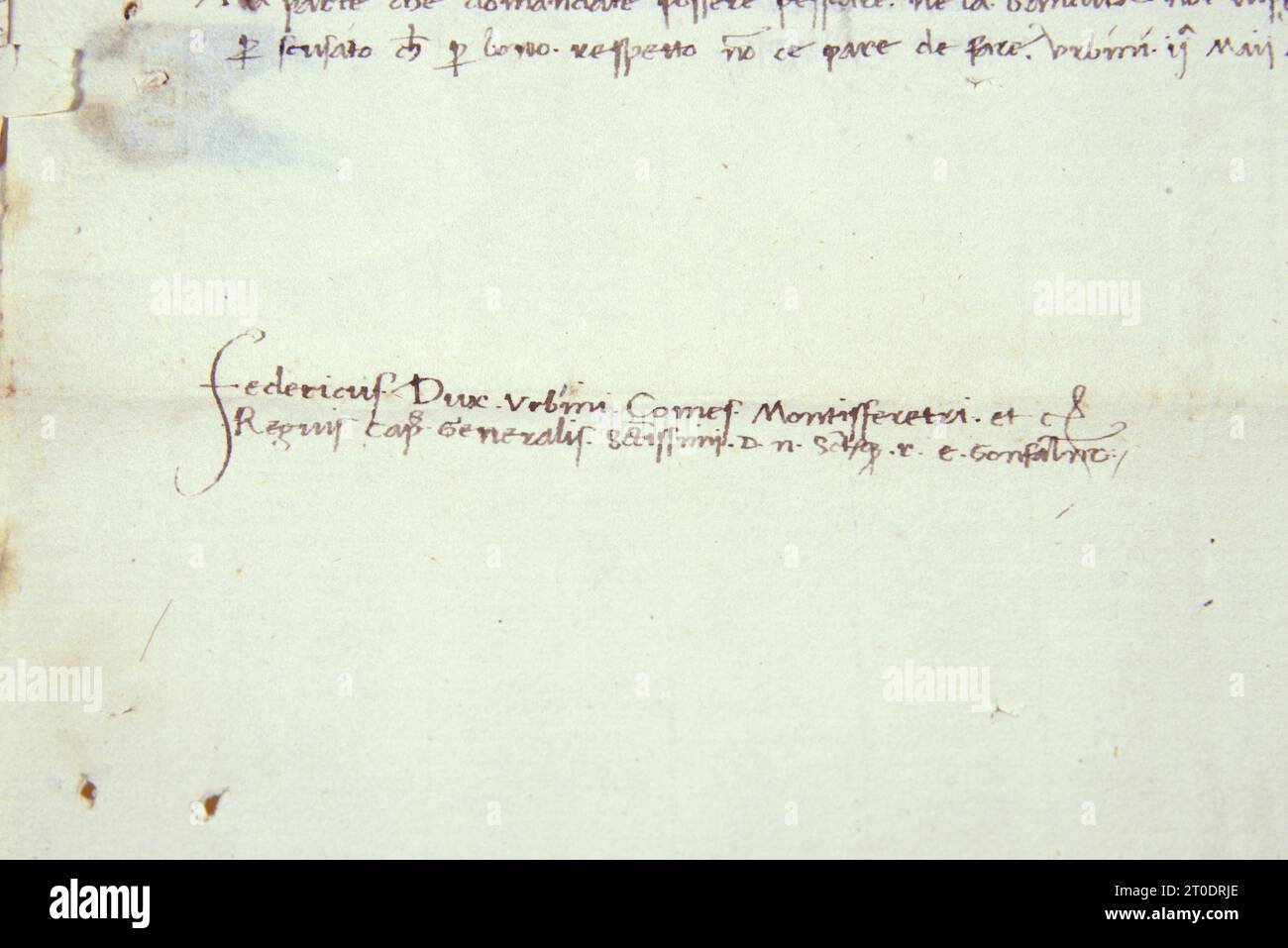 Autograph signature of Duke Federico da Montefeltro, from the letter of ...
