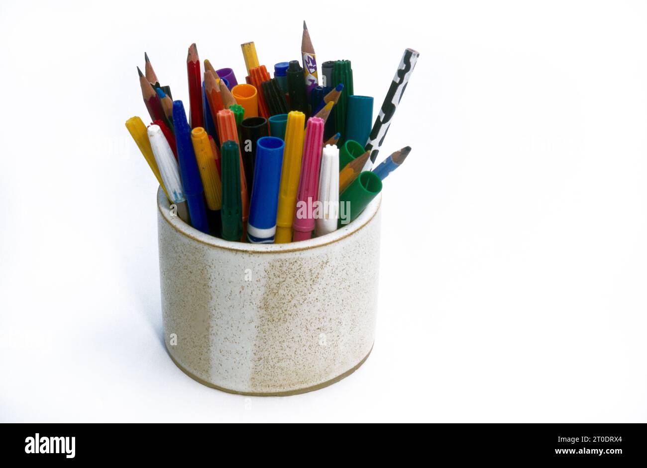 Pot Full Of Pens and Pencils Stock Photo - Alamy