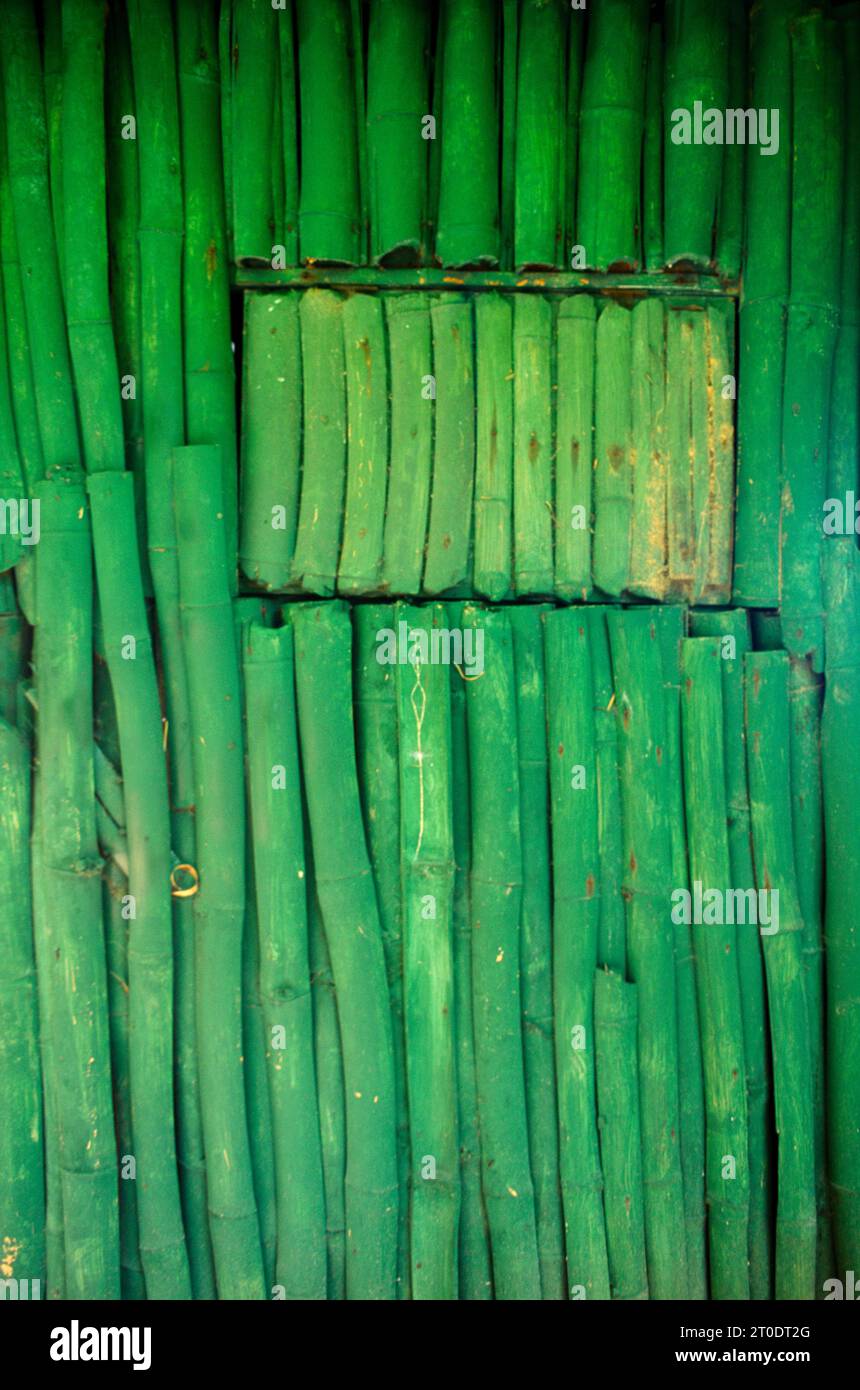 Close up of Painted Green Bamboo Hut in the Caribbean Stock Photo - Alamy