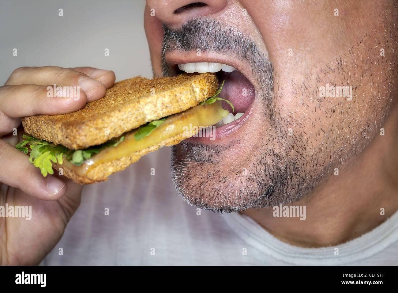 Man eat sandwich close up hi-res stock photography and images - Alamy