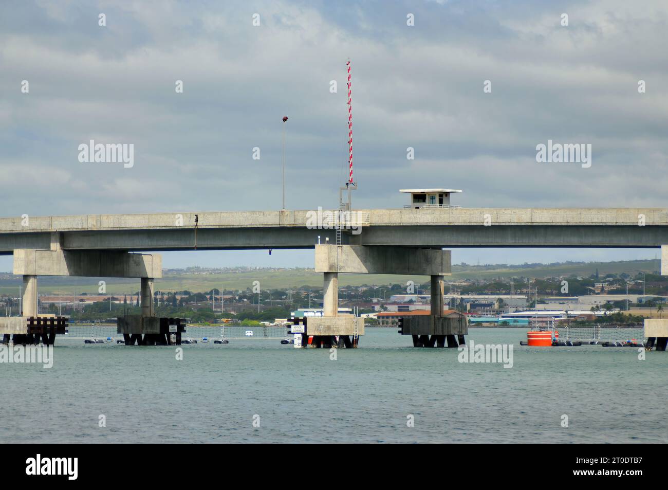 Ford Island bridge under cloudy skies Pearl Harbor Hawaii Stock Photo ...