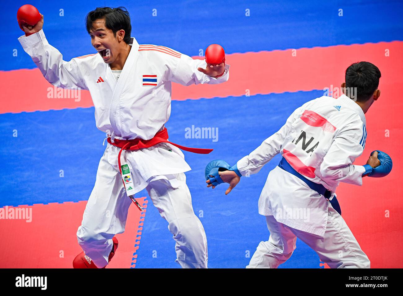 Hangzhou, China's Zhejiang Province. 6th Oct, 2023. Ari Saputra (R) of ...
