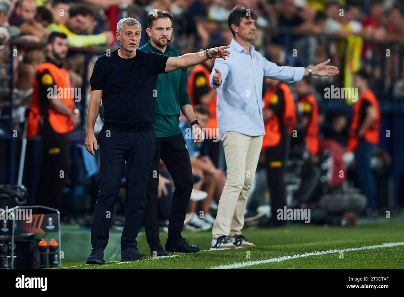 Rennes' French coach Bruno Genesio in action during the UEFA Europa ...